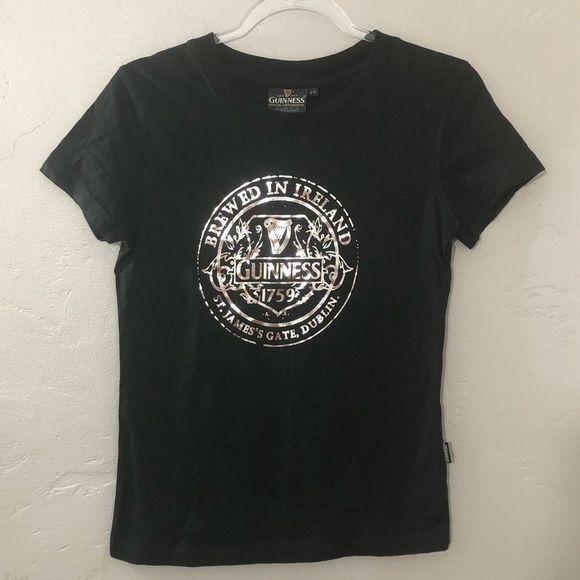 Guinness | Tops | Guinness Beer Shirt Nwt Black With Silver | Poshmark